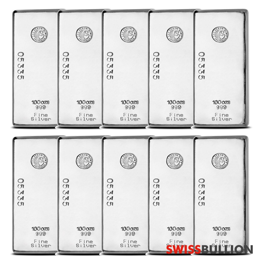 Wholesale 5 X 100 Ounce Perth Mint Silver Bar